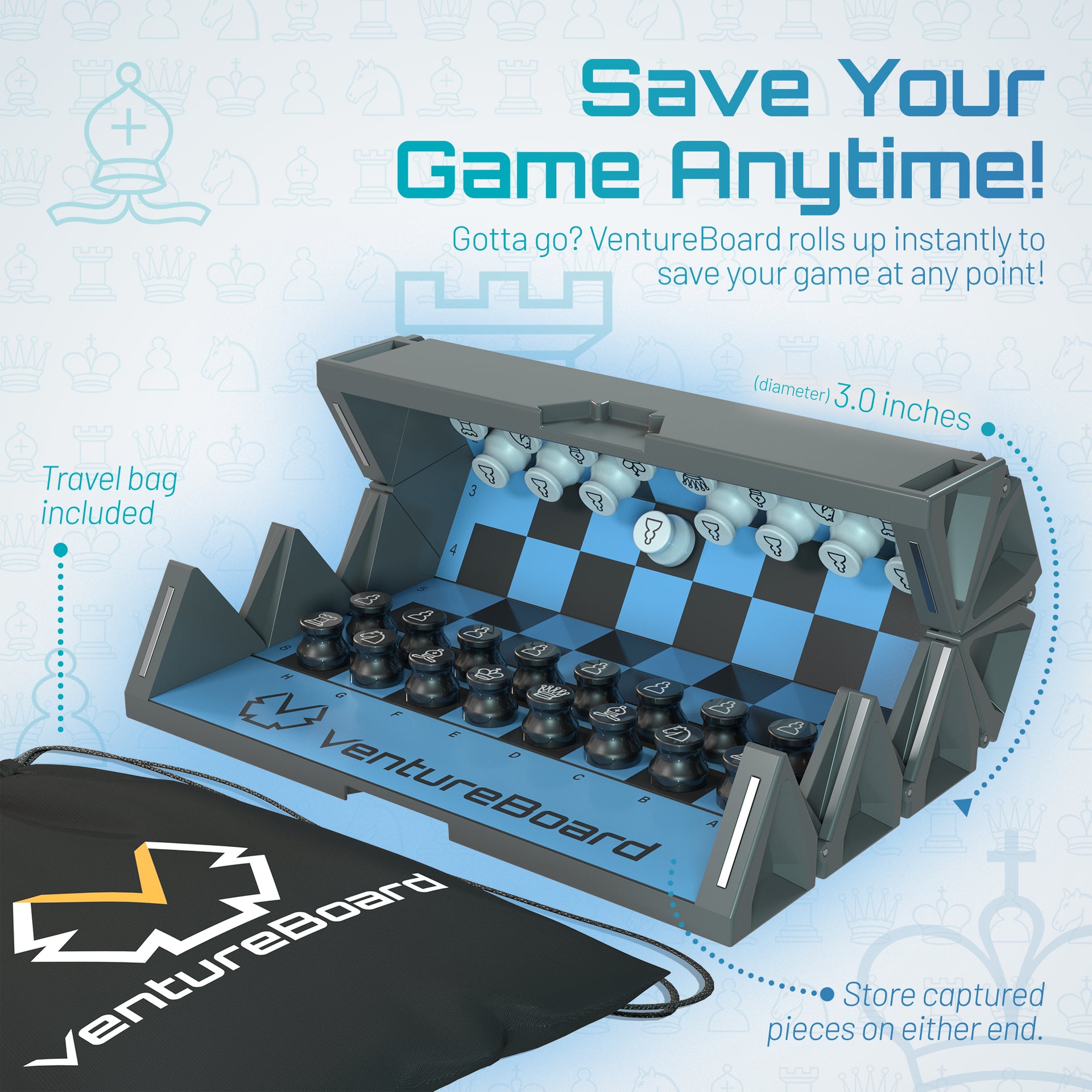 VentureBoard Magnetic Travel Chess Set | Portable Chess Sets